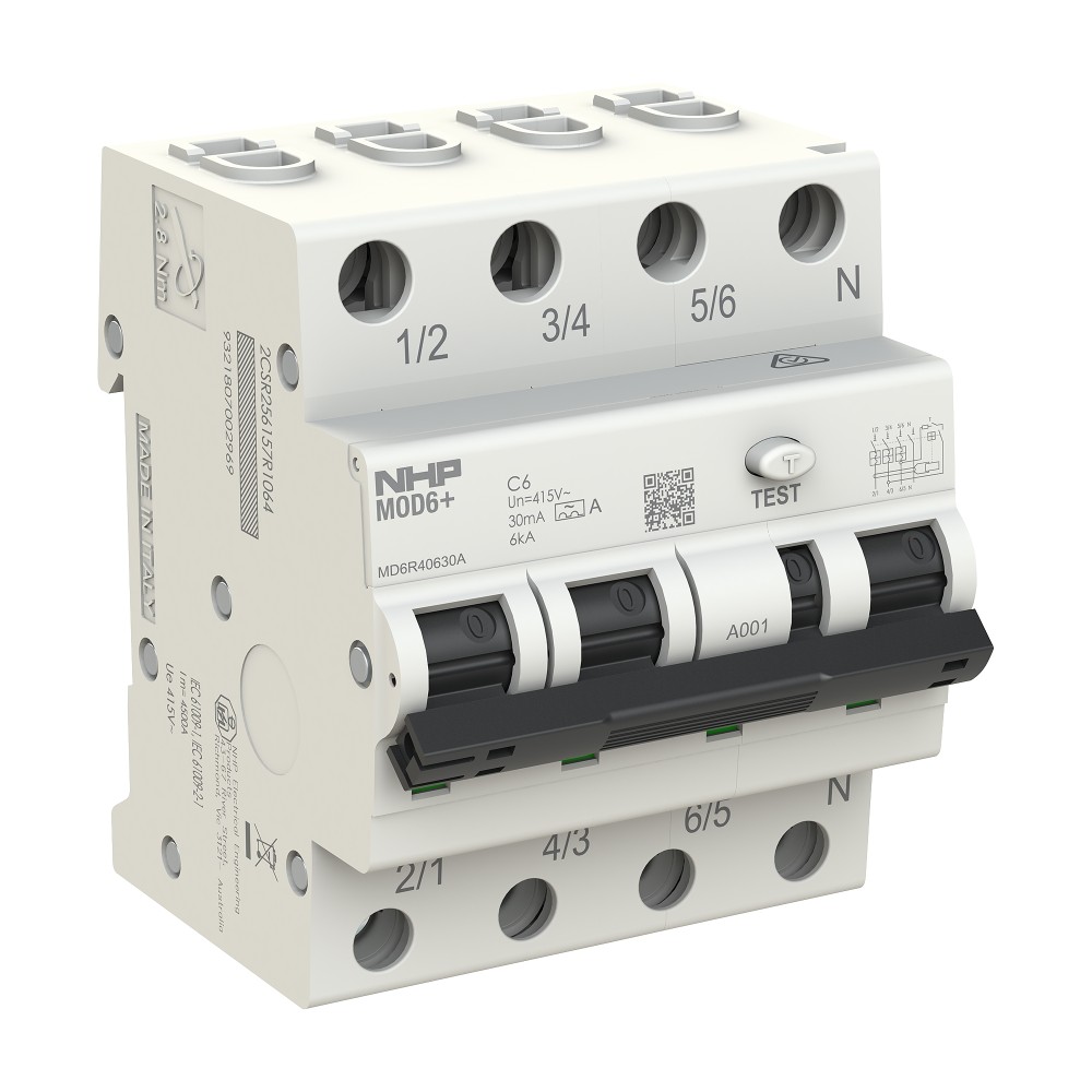 16A MOD6+ RCBO 6Ka 30mA 3P+N A