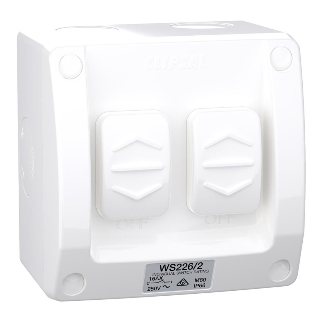 2 Gang Weatherproof Switch Resistant White