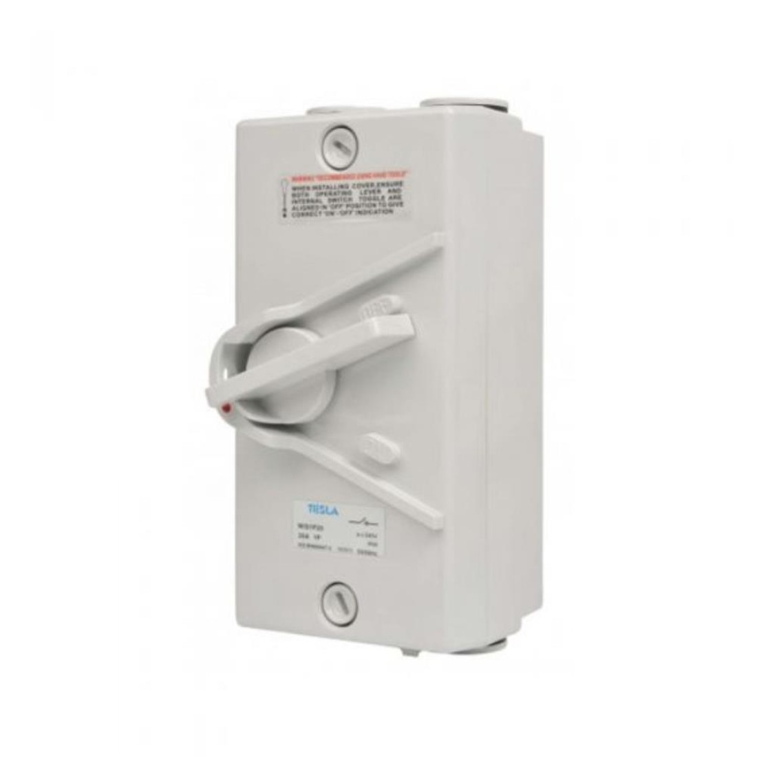 2-Pole 20 Amp IP56 Weatherproof Isolator Switch | Electrical ...