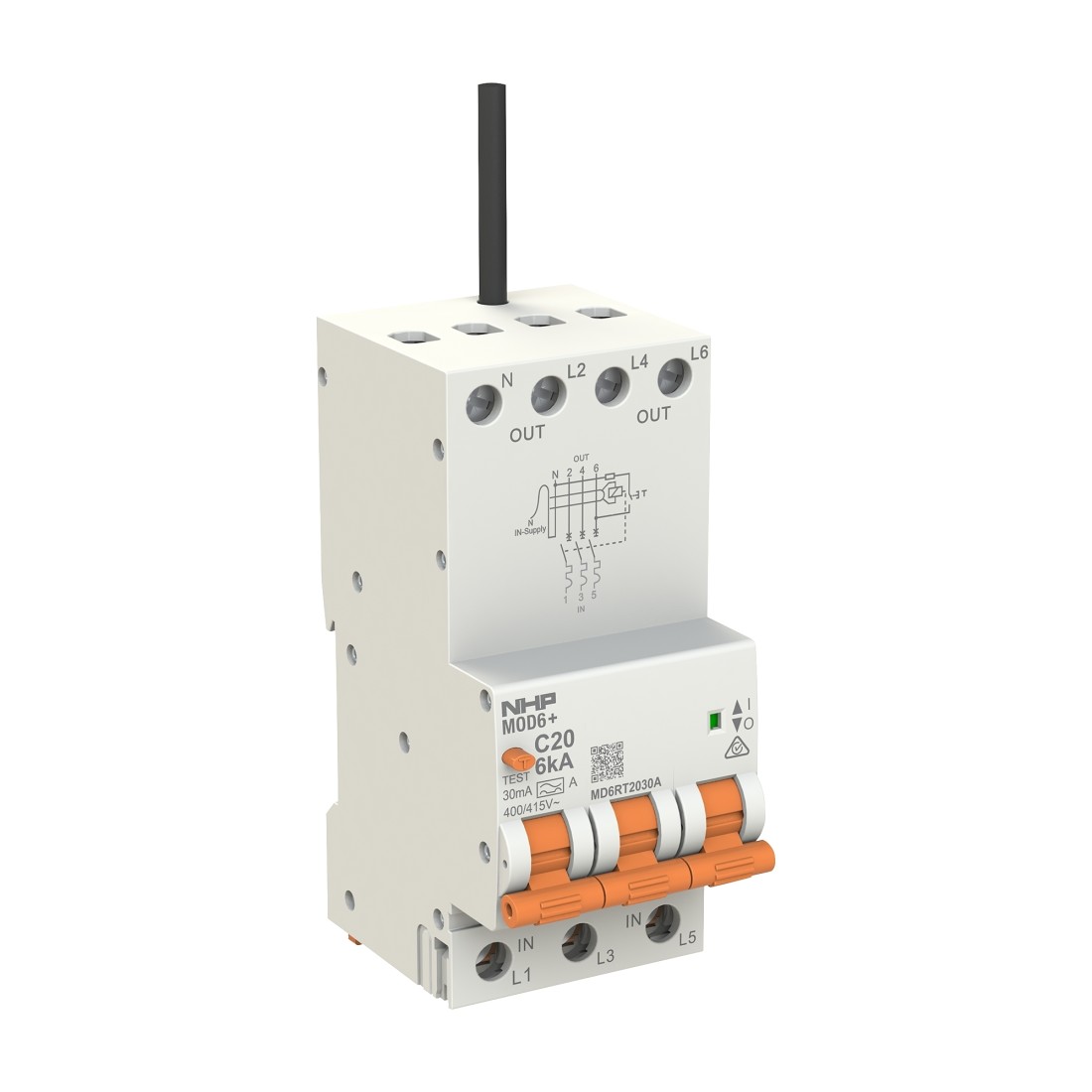 25A MOD6+ RCBO 6Ka 30mA 3P+N A