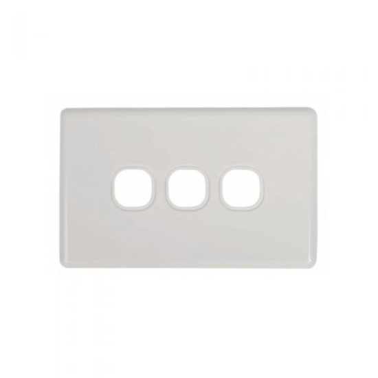 TESLA 3-Gang Grid Plate & Cover WHITE