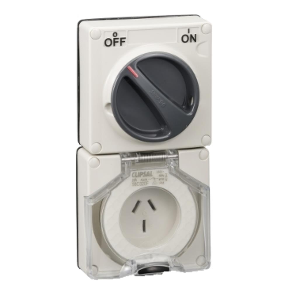 10A 3-pin 1P Switched Socket Outlet Less Enclosure - Grey