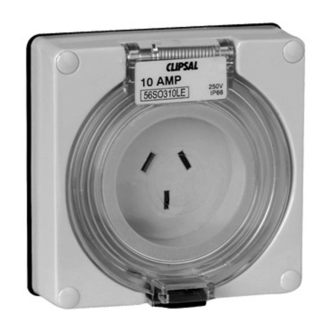 Clipsal 56 Series Socket Outlet 3-Pin 10A 250V Surface – IP66 Grey ...