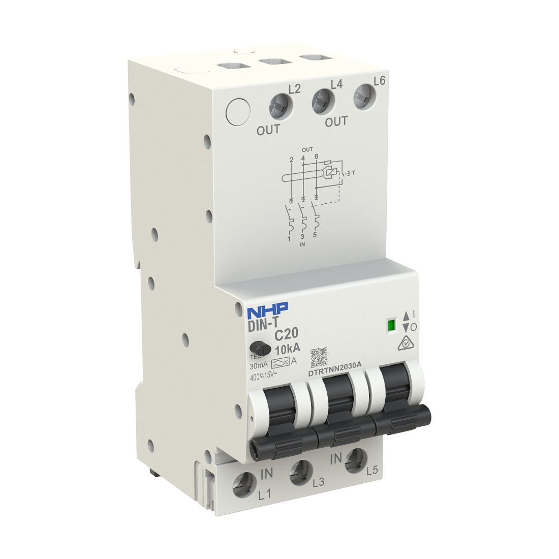 63A Longbody RCBO, 10kA, 3P C-CURVE