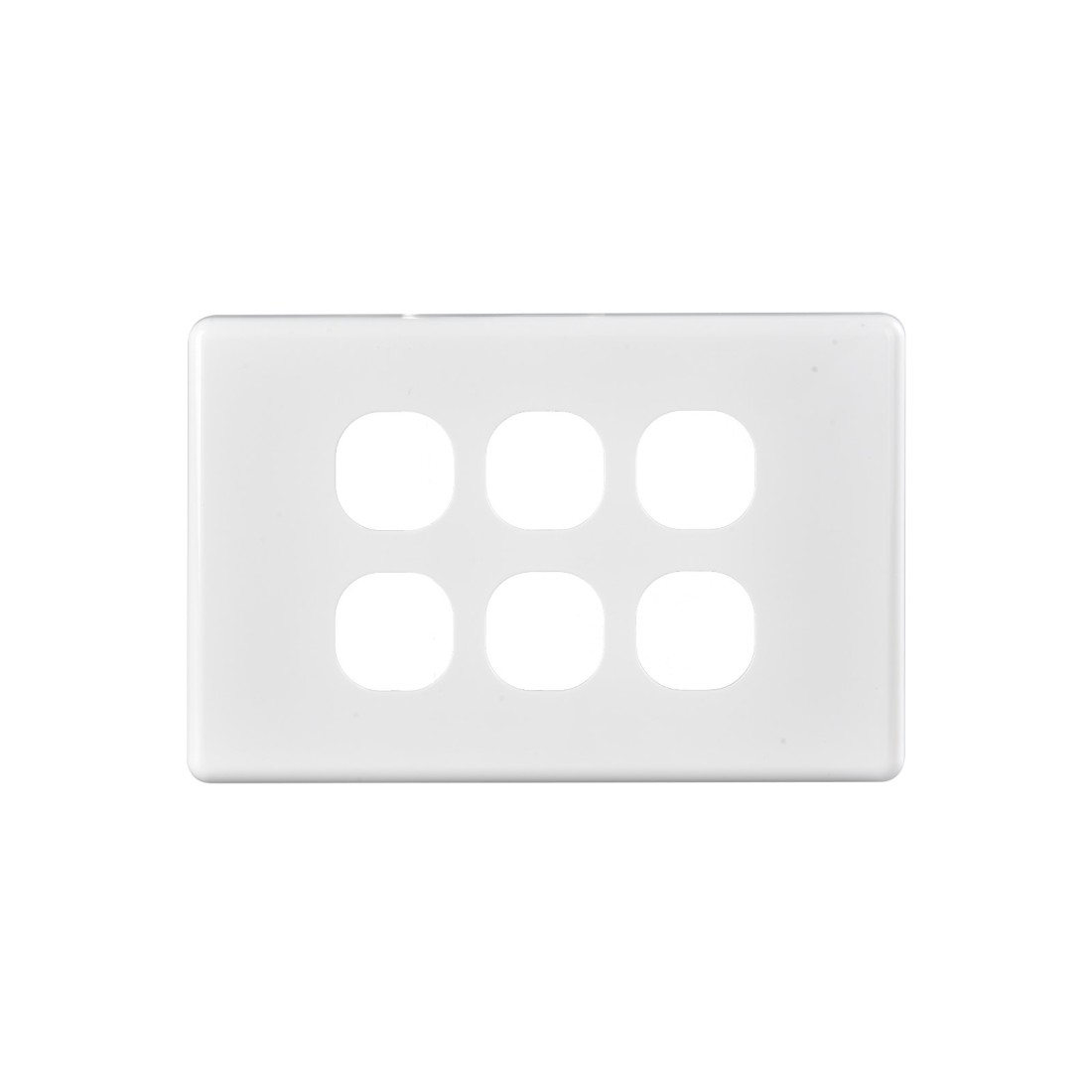 Bevelled Edge 6-Gang Cover Plate WHITE