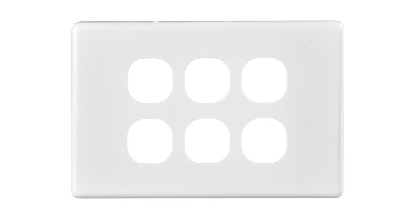 Bevelled Edge 6-Gang Cover Plate WHITE