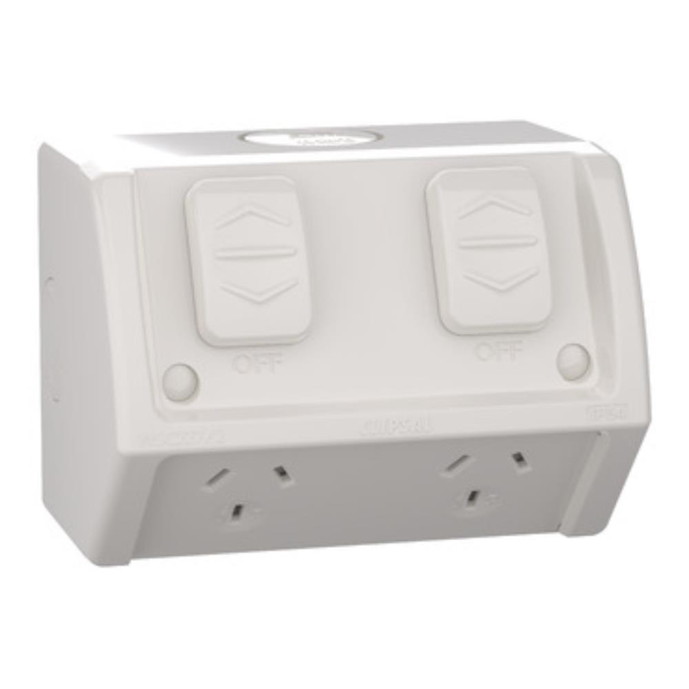 Weathershield Twin Socket 10A 250VAC IP54 – Weatherproof Outdoor Socket