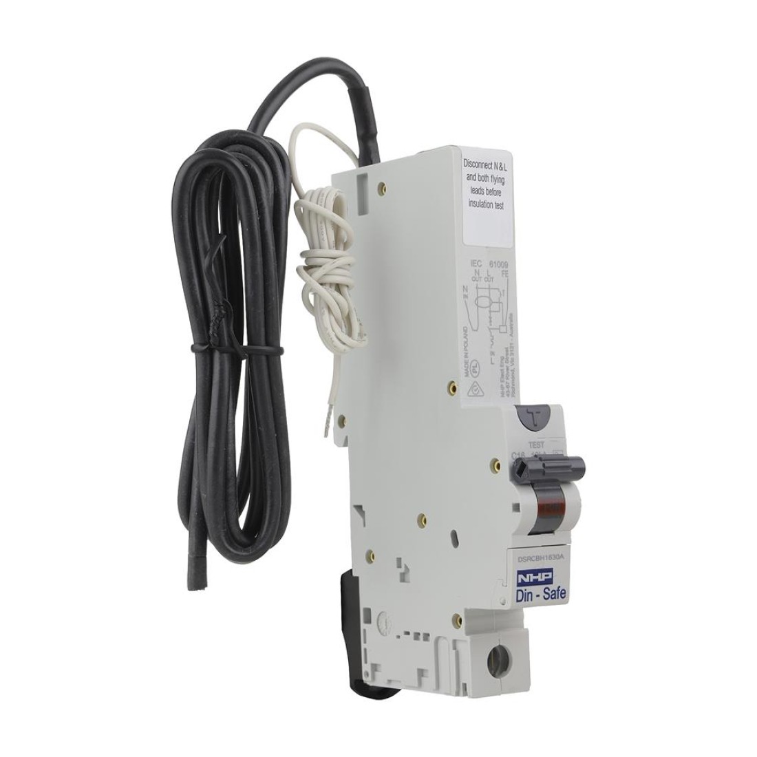 DSRCBH1630A Rcbo Din-Safe 10Ka 1P+N 16A C Curve 30Ma Type A Longbody (12