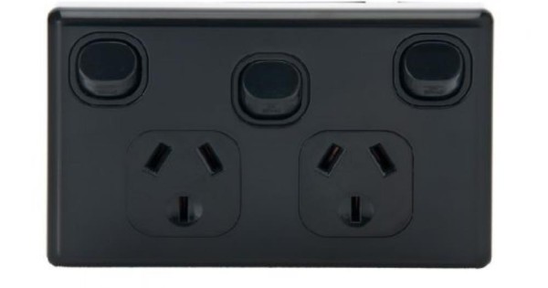 TESLA Double GPO x Switch Black