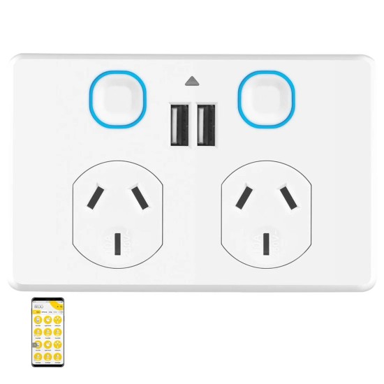 MERCATOR DOUBLE POWER POINT WITH 2 x USB-A & POWER MONITORING WIFI