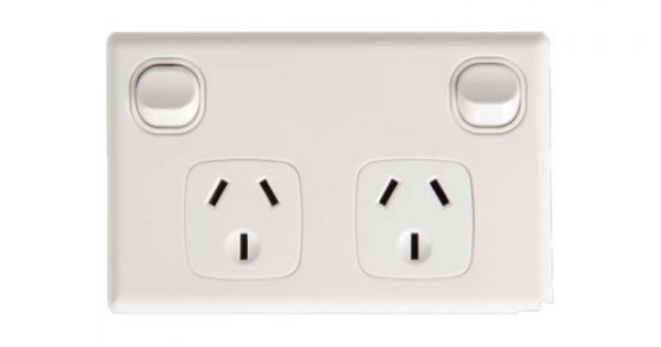 Tesla Slimline Double GPO + Extra Switch