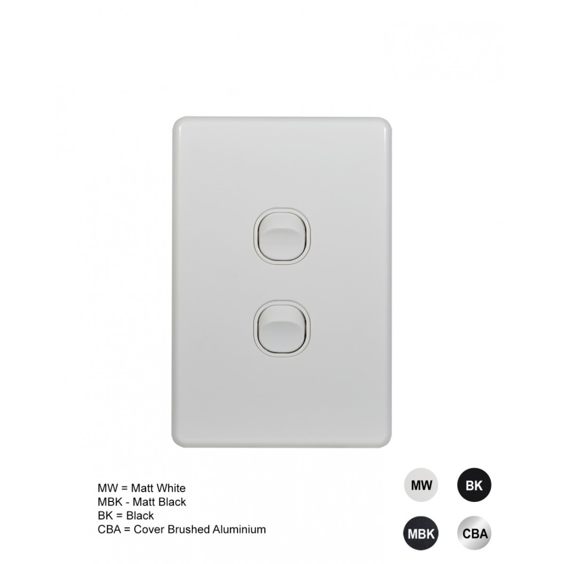 Trader Switch Vertical 2 Gang 10AX/16A 250V~