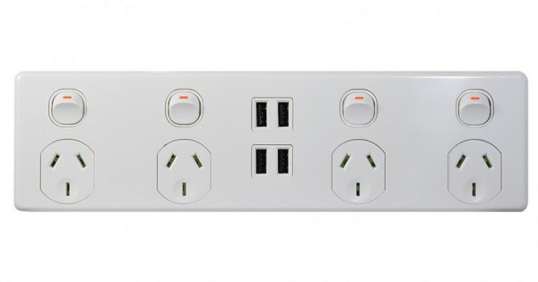 Trader4 Sockets Double Pole X 4 Usb's Integrated
