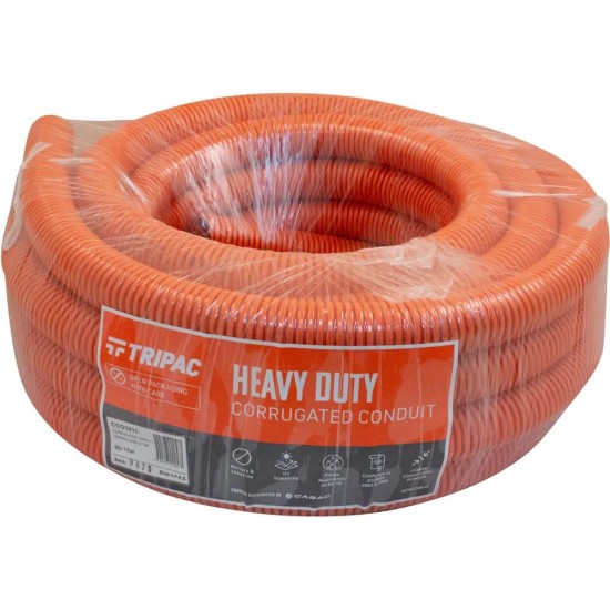 Tripac Corrugated Conduit Orange 32MM X 10M H/D